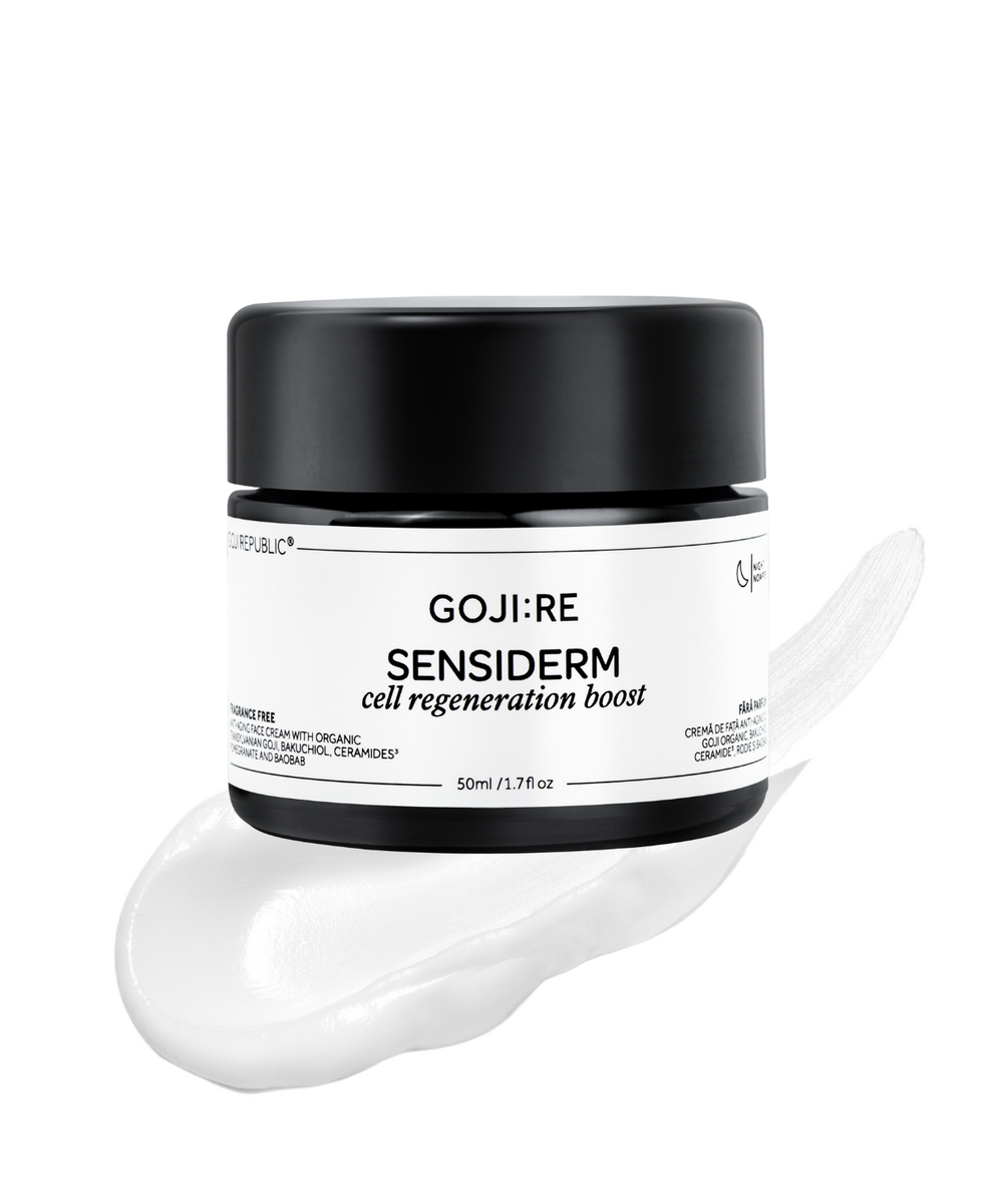 Cremă anti-aging de noapte cu goji, bakuchiol, ceramide³, rodie și bao ...