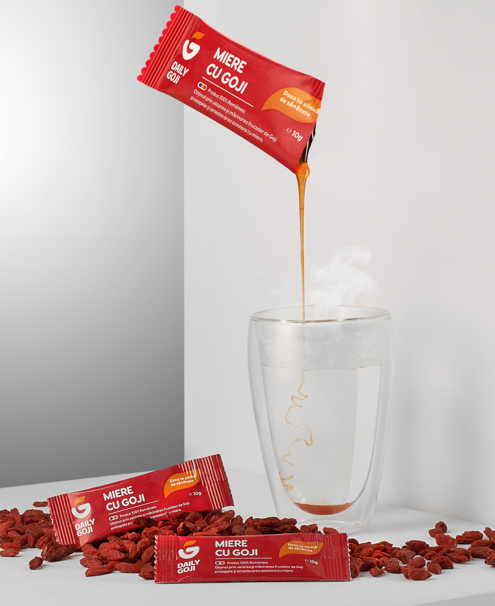 Miere cu goji organic românesc - Cutie de 65 Plicuri – GOJI REPUBLIC